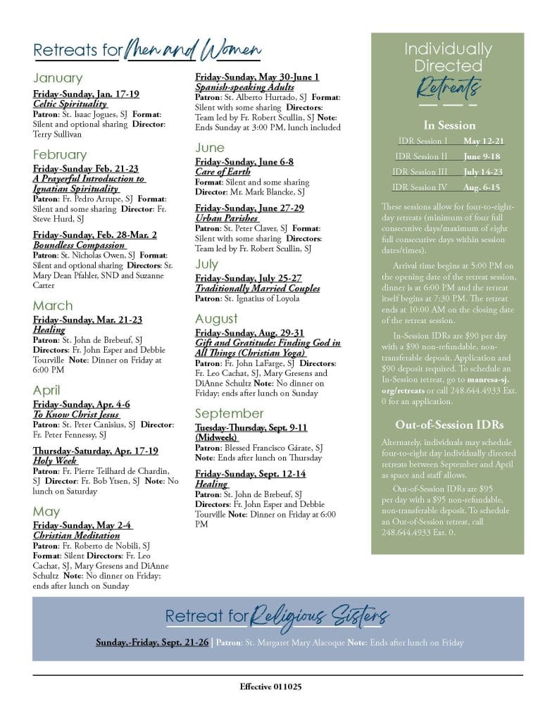 Retreats - Manresa Jesuit Retreat House